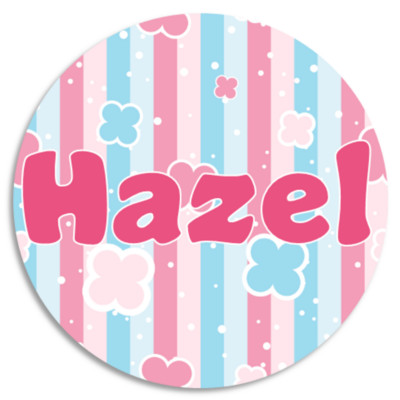 Hazel - Circle Sticker Decal 3 Inch - Name Tag Water Bottle School ...