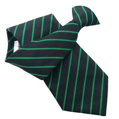 Black Clip On Tie with Slim Emerald Green Stripe Clipper Snapper Tie ...