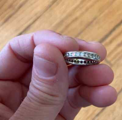 14K White Gold Infinity/Eternity Band with Moissanite Stones Ring Size ...