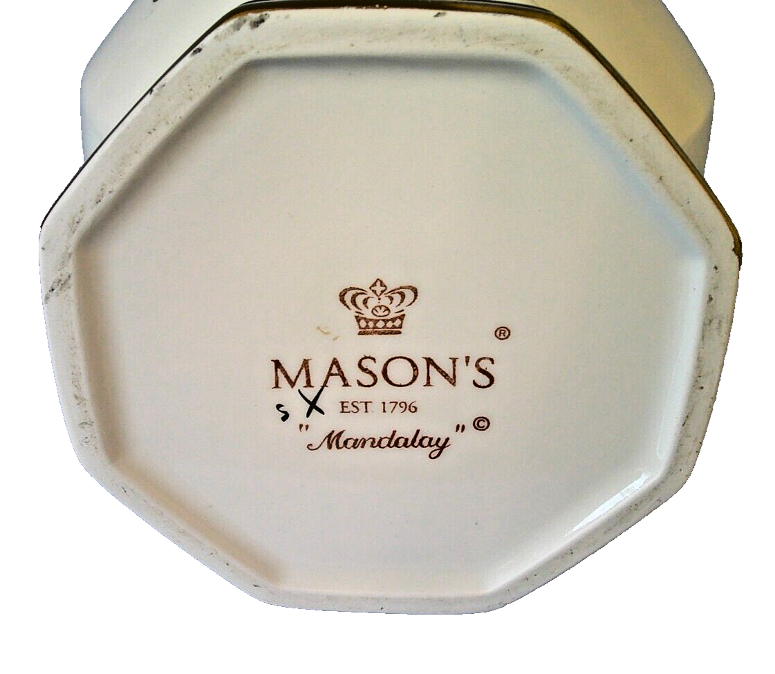 Masons Blue Mandalay Ironstone Large Twin-Handled Pot Pourri Vase ...