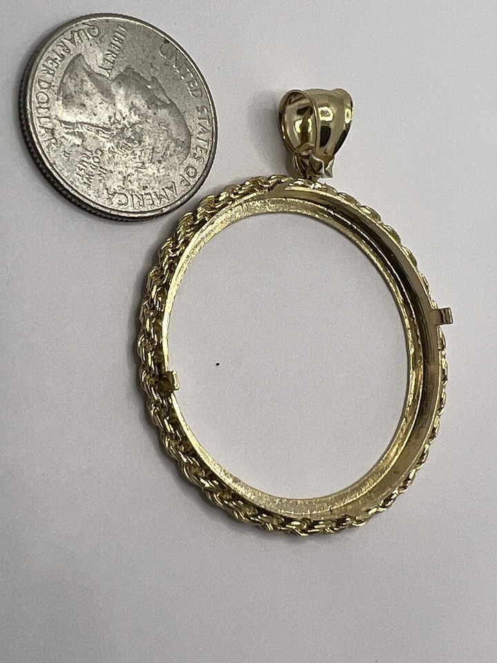 GOLd Bezel 50 pesos pendant 14k mexic moneda centenario coin frame ...