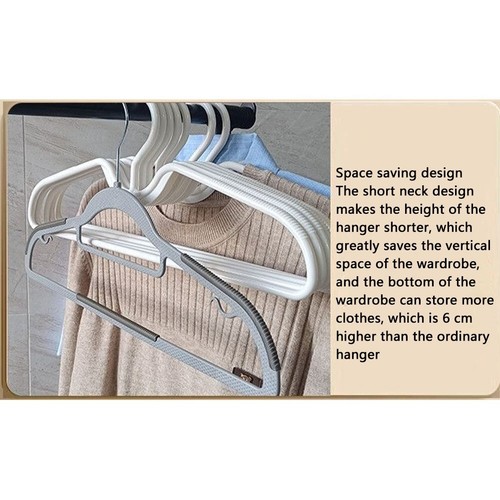 Short Neck Anti-Slip Plastic Clothes Hangers Save Vertical Space Kit ...