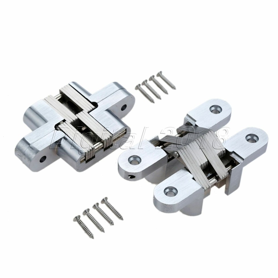2 Pcs Elegant Heavy Duty Foldable Consealed Cross Door Hinges Stainless ...
