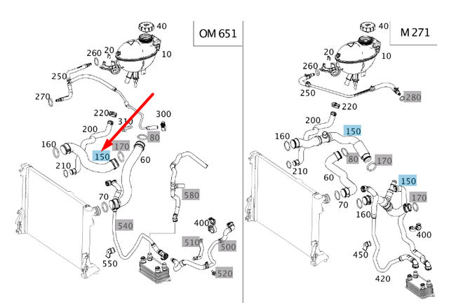 Mercedes-Benz C180 CGI W204 2013 Coolant Hose A2045019482 for sale ...