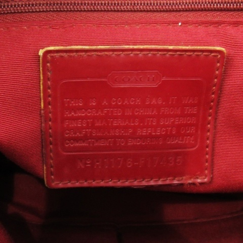 Coach Shoulder Bag Canvas Leather Signature Logo Line Red F17345 CK6 ...
