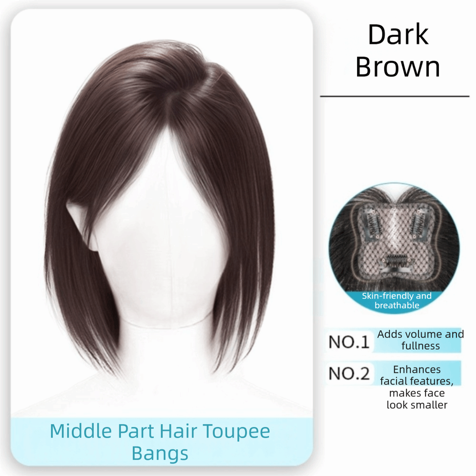 Invisible Middle Part Hair Toupee Bangs Cover White Hair & Hairline | eBay