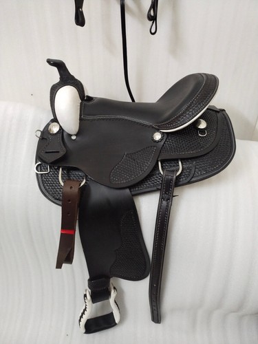 Black Barrel Racing Western Trail Horse Saddle Premium Leather With ...