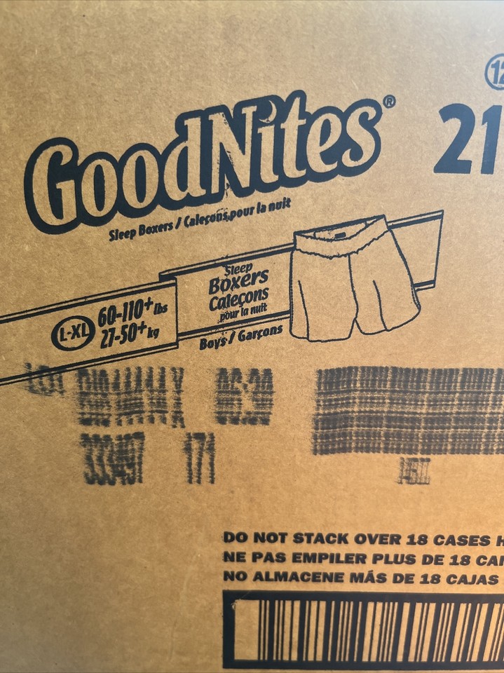 Goodnites boxers 60-110 +Lbs.sleep boxers /boys new. MADE iN USA .4pack ...