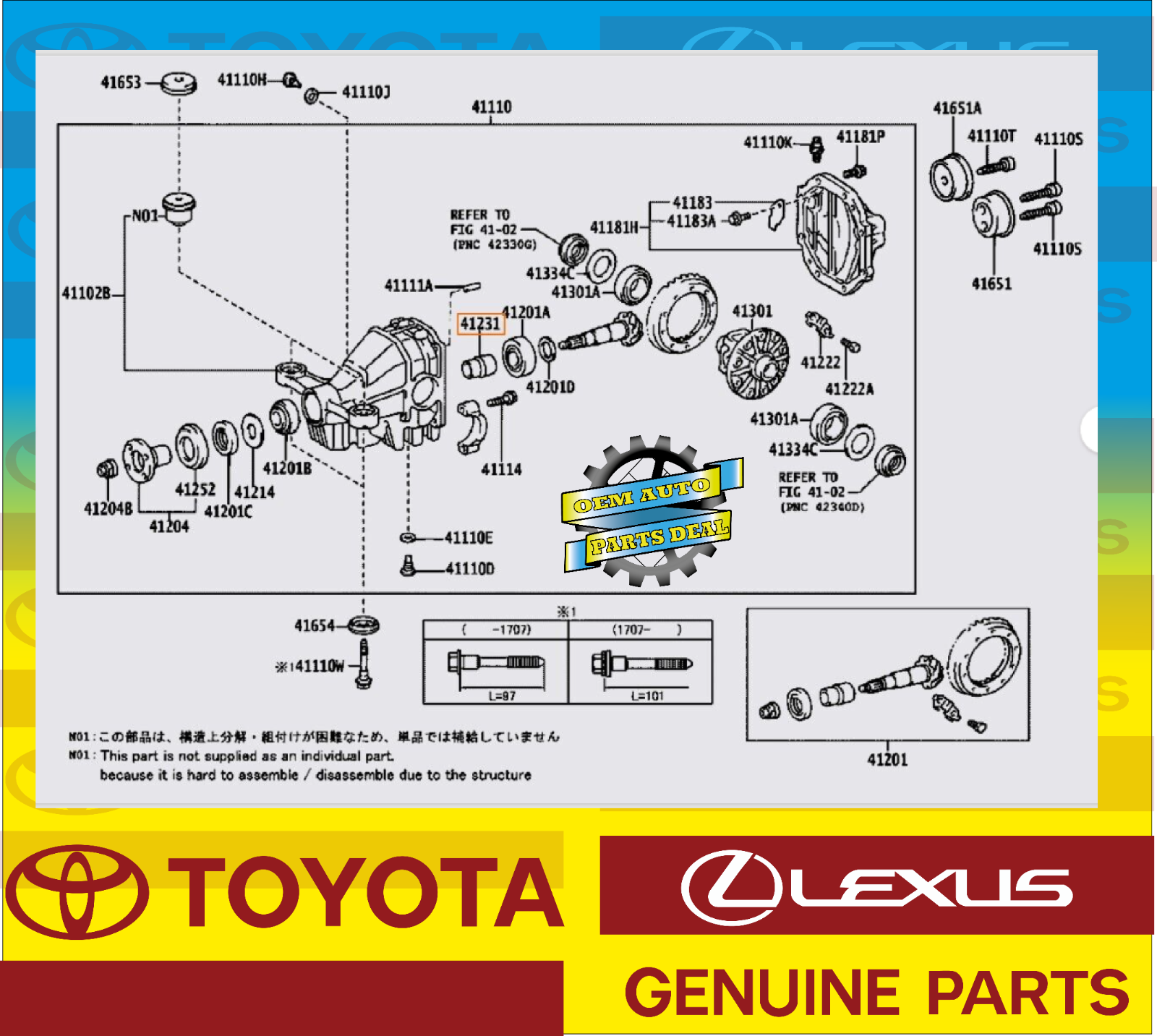 OEM Toyota 4123124010 Drive Pinion Spacer 41231-24010 for sale online ...