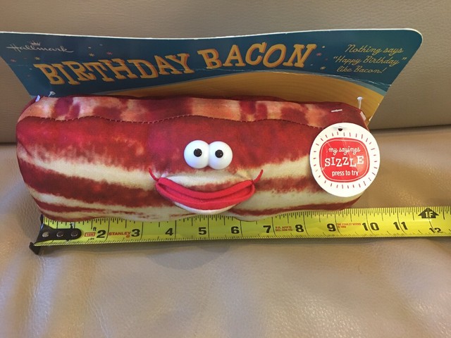Talking Birthday Bacon plush animated fun gag item Hallmark 10" long ...