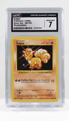 1999 Pokemon Base Set Shadowless Vulpix 68/102 Graded CGC 7 NEAR MINT ...