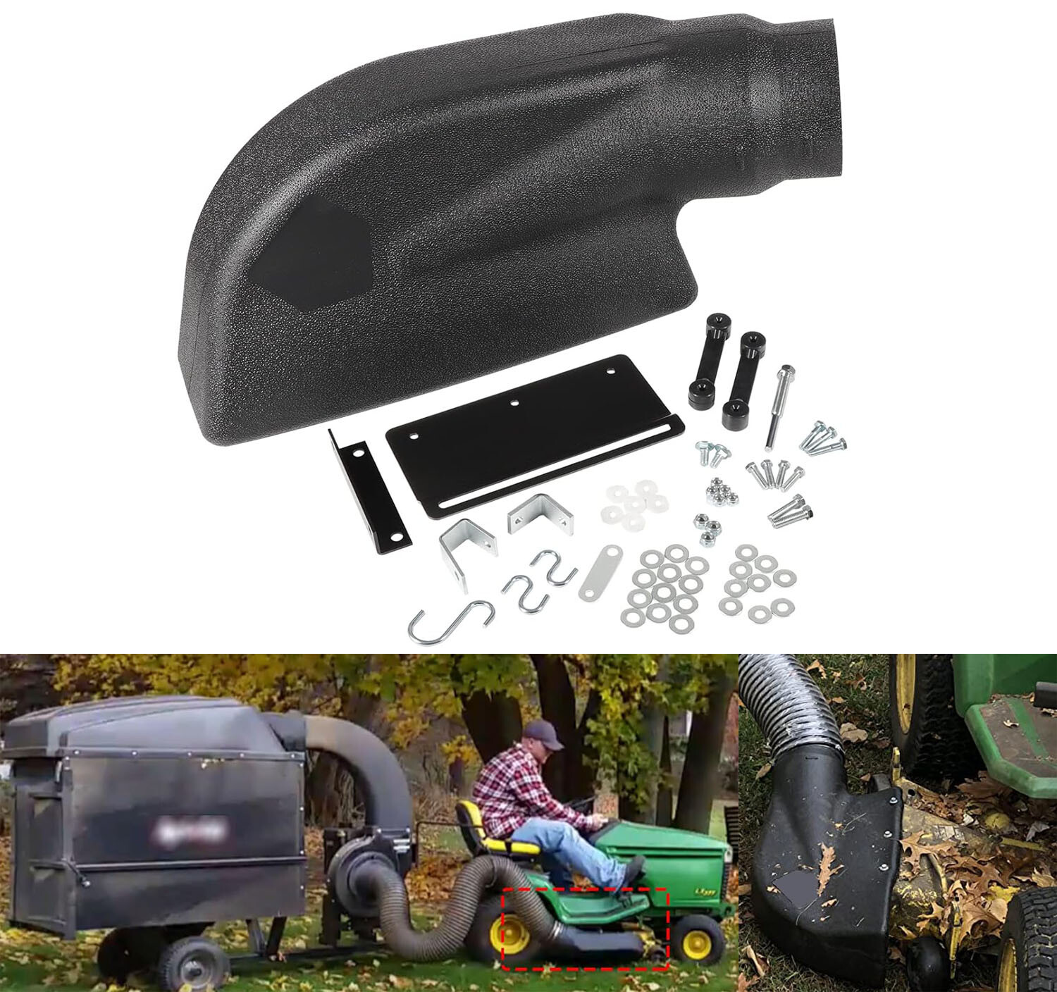 62468 Universal Deck Boot Chute Adapter Leaf Vacuum Bagger Fit ...