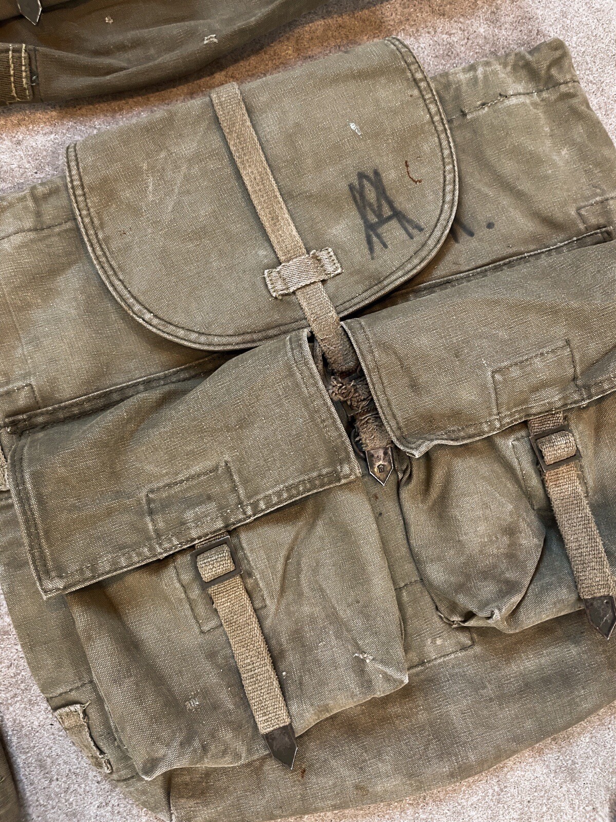 Grade 2 60s Army Rucksacks - Brown Cotton Canvas - Czech Vintage ...