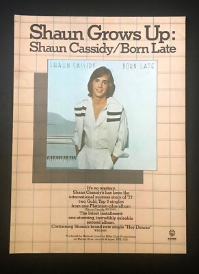 Shaun Cassidy Born Late 1977 Small Short Print Poster Type Ad, Promo ...