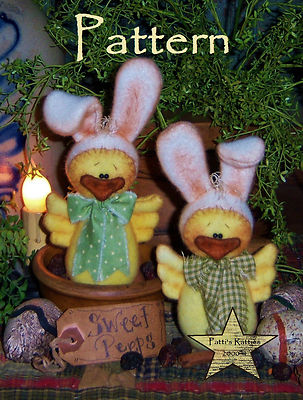 Patti's Ratties Primitive Bunny Rabbit Chick Doll Ornie Paper Pattern ...