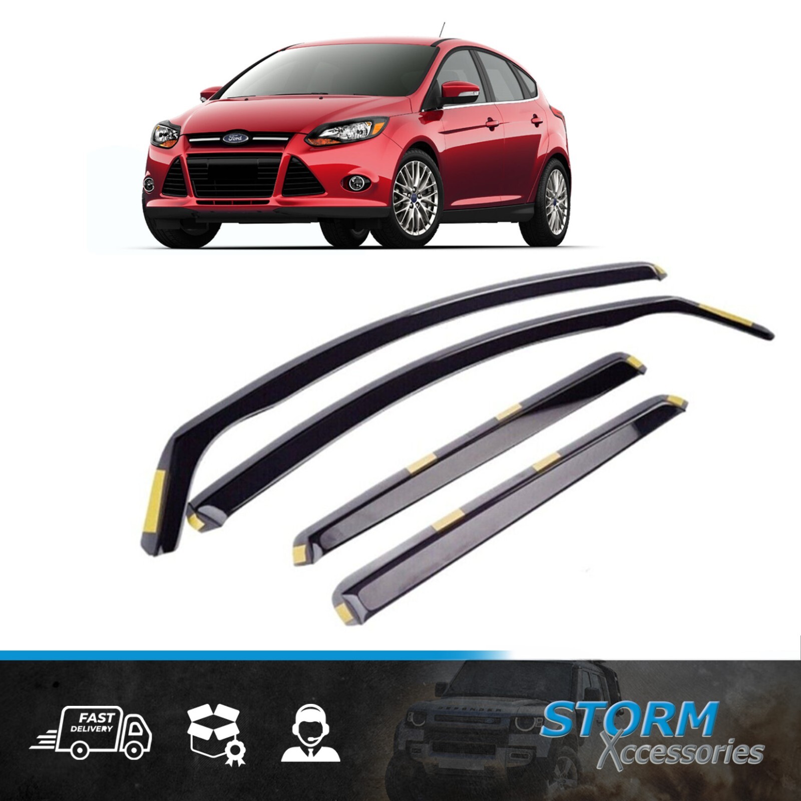 STX CLIP IN INTERNAL WIND DEFLECTORS - VISORS FOR 5 DOOR FORD FOCUS ...