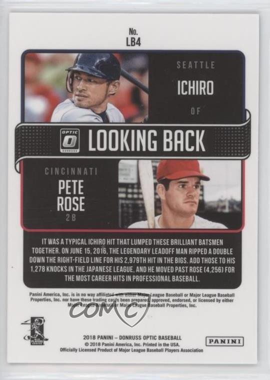 2018 Panini Donruss Optic Looking Back Pete Rose Ichiro Suzuki Ichiro # ...