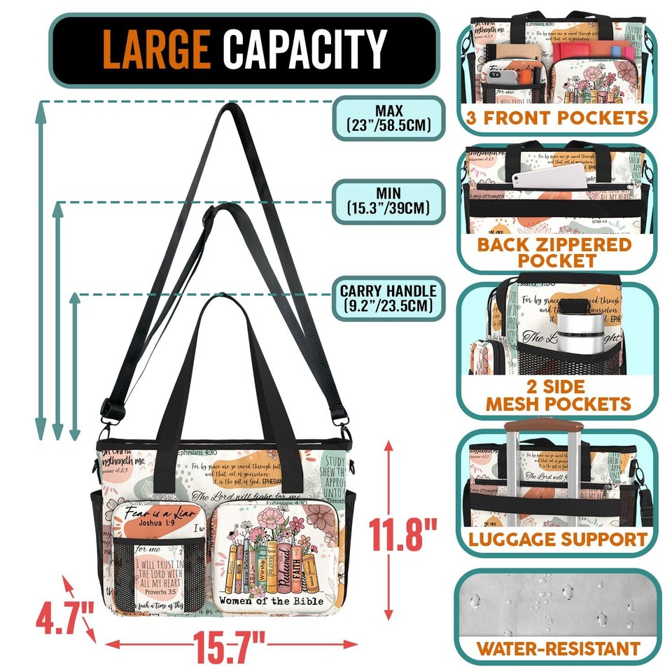 Waterproof Work Bag with Large Compartments, Padded Laptop Storage and ...
