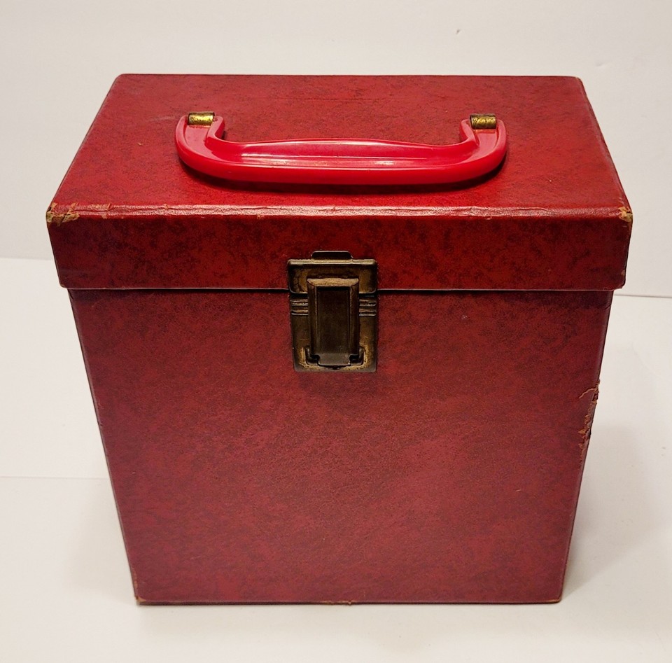 Vintage Amfile Platter Pak 45 Record Holder Red Plastic Handle Carrying ...