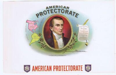 American Protectorate cigar label James Monroe Doctrine map Western ...