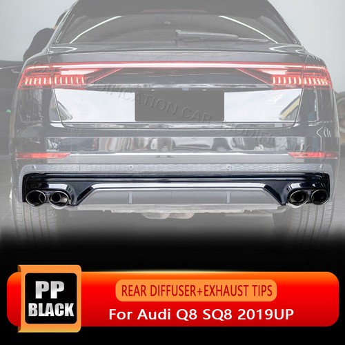 Fit For Audi Q8 SQ8 2019-2022 Black Rear Bumper Diffuser Lip W/Exhaust ...