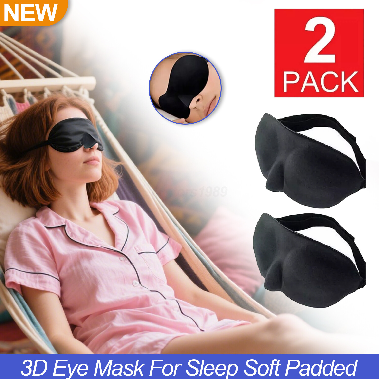 Travel 3D Eye Mask Sleep Soft Padded Shade Cover Rest Relax Blindfold 2 ...
