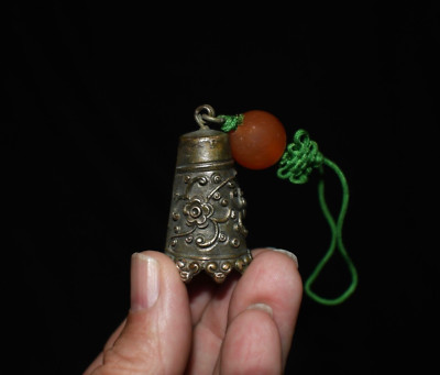 Original Ching Period Antique Chinese Silver Bell Charm with Coral ...