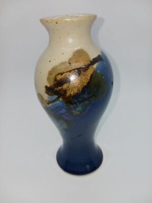 Follette Pottery Vase Blue/Gold/Brown Pottery 7" Signed Kent Follette ...
