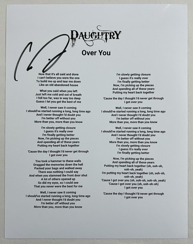 CHRIS DAUGHTRY SIGNED LYRIC SHEET SINGER ROCK POP AUTHENTIC AUTOGRAPH ...
