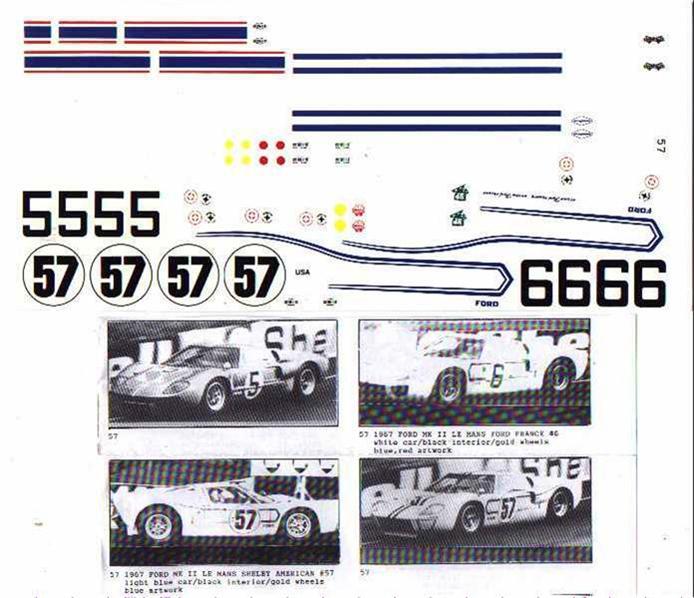 Fred Cady Decal #57 To Do The 1967 Ford MK II Holman & Moody #5, #6 ...