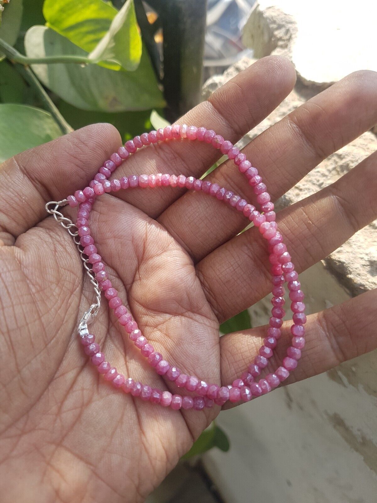 Pink Silverite gemstone beads 1 Necklace 925 sterling silver jewelry ...