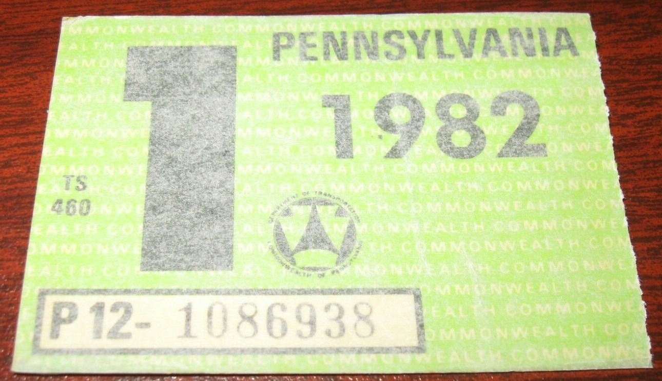 Vintage Original 1982 PA Pennsylvania Inspection Sticker Old Antique ...