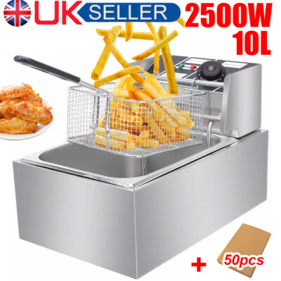 10L Commercial Electric Deep Fryer Fat Chip Frying Pan & Basket ...