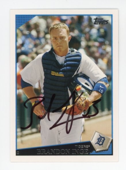 SIGNED BASEBALL CARD AUTO TOPPS 2009 BRANDON INGE DETROIT TIGERS #34 | eBay
