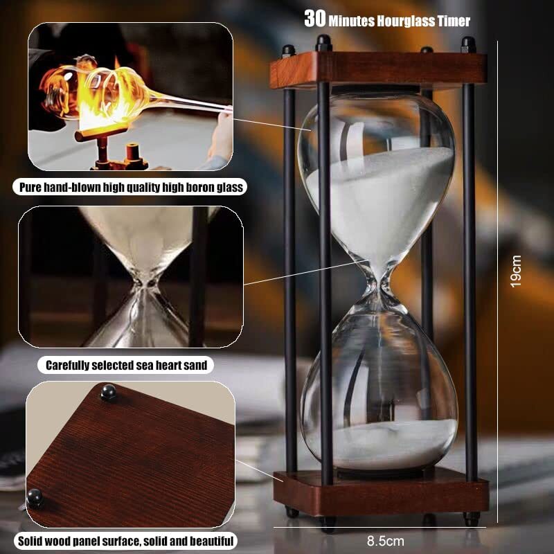 Hourglass Timer,Large Hourglass Sand Timer 30 30 min White Sand | eBay