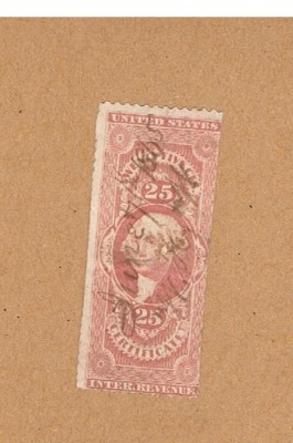 GEORGE WASHINGTON - 25 Cents Internal Revenue Certificate, 1862-1871 ...