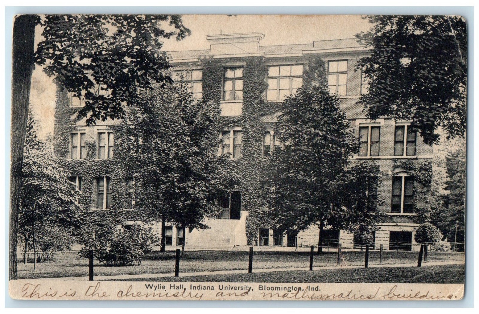 1908 Wylie Hall Indiana University Bloomington Indiana Vintage Antique ...