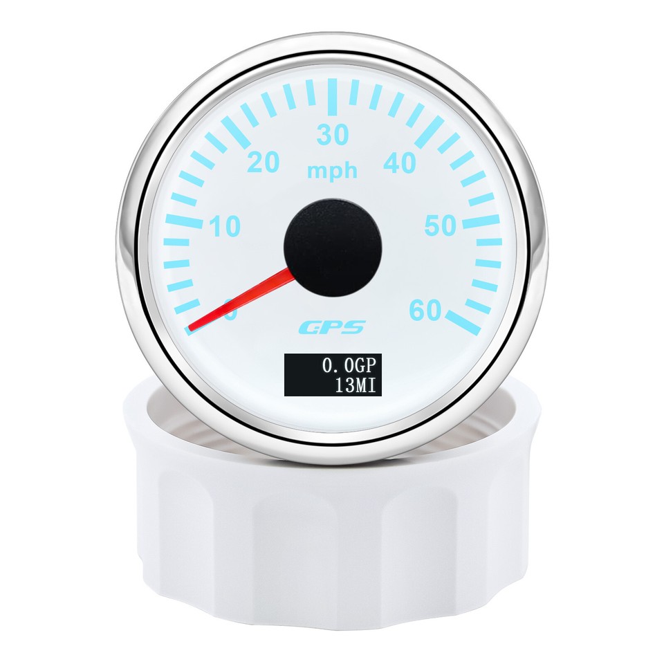 Waterproof 52mm GPS Speedometer Gauge 0-60MPH White for Motorcycles ...