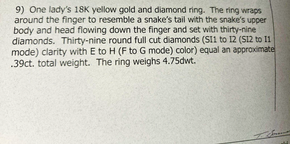 Vintage 18K Solid Yellow Gold Diamonds Ring Snake wraps around Finger ...