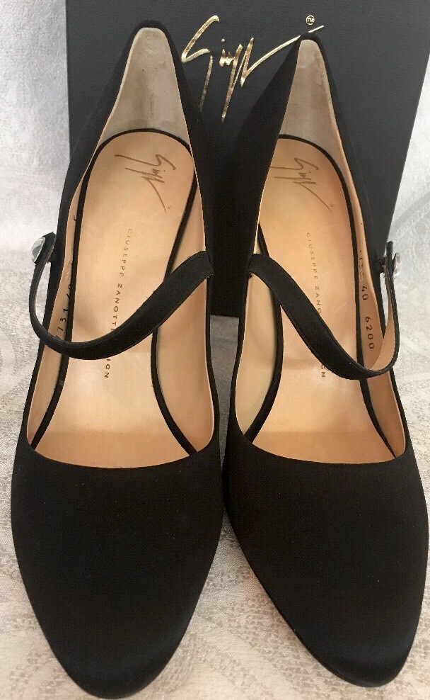 Guisseppi Shoe Black Satin 100 Scarpa Raso Doppiato Front Strap Size 40 ...