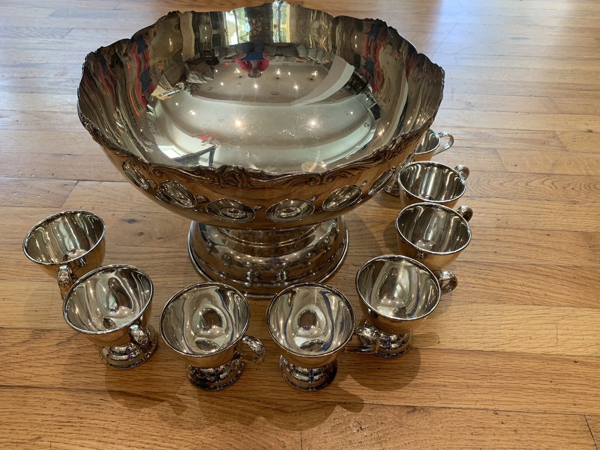 Silver Punch Bowl A Large Silver Plated Trophy Punch Bowl, Mark Of