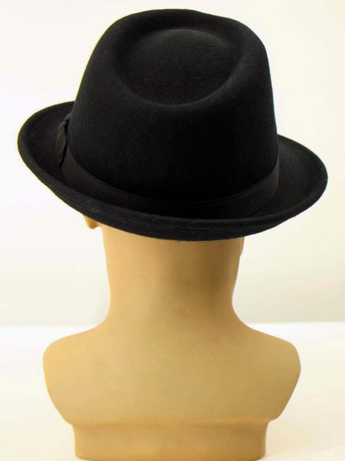 Mens Trilby Hat 1950s Retro Black 100% Wool Vintage Style Trilby | eBay