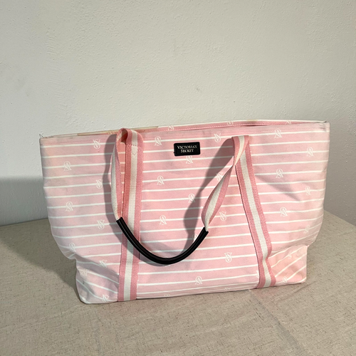 Victoria’s Secret Pink Striped Tote Bag – VS Logo Pattern – Large ...