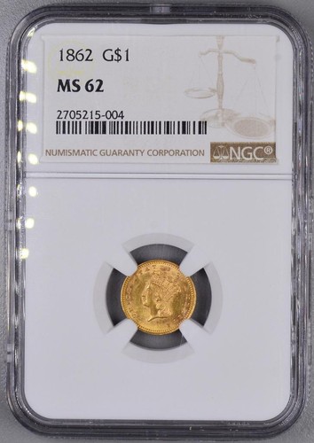 1862 $1 Indian Princess Gold Coin NGC MS 62 - No Reserve Auction | eBay