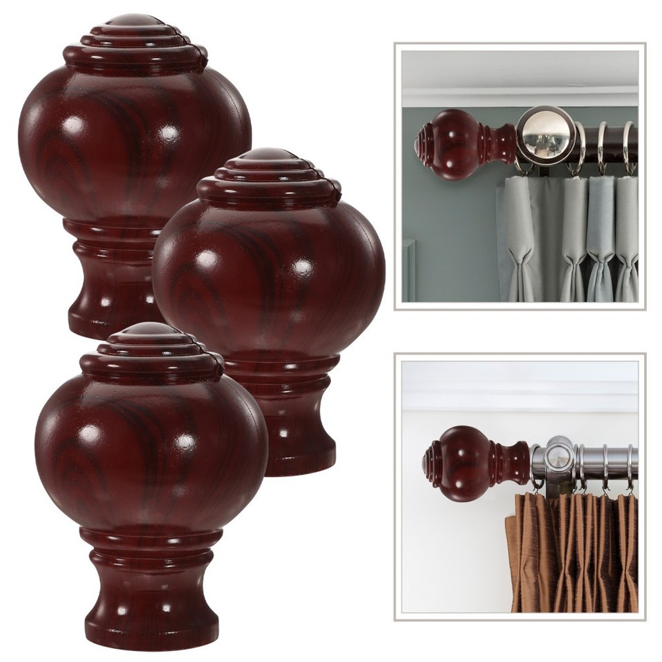 3 PCS Roman Pole Finial Curtain Rod Supplies Ends Decorative Cap ...