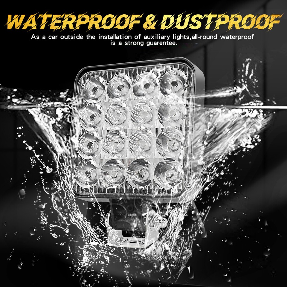 2PCS 48W LED Work Light Truck OffRoad Tractor Lights Lamp 12V Square | eBay