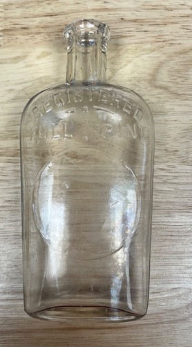 Antique Circle Slug Whiskey Flask Registered Clear Half Pint | eBay