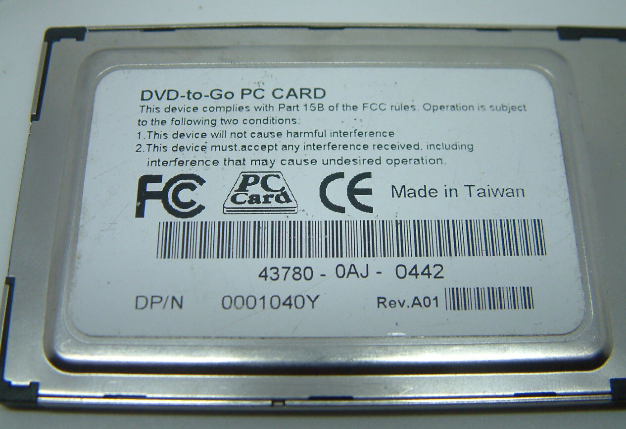 Vintage Dell Margi DVD/MPEG-2 PCMCIA DVD-to-Go PC Card for Laptops ...