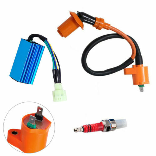 Racing AC CDI Box Ignition Coil Spark Plug For GY6 50cc-150cc ATV Moped ...