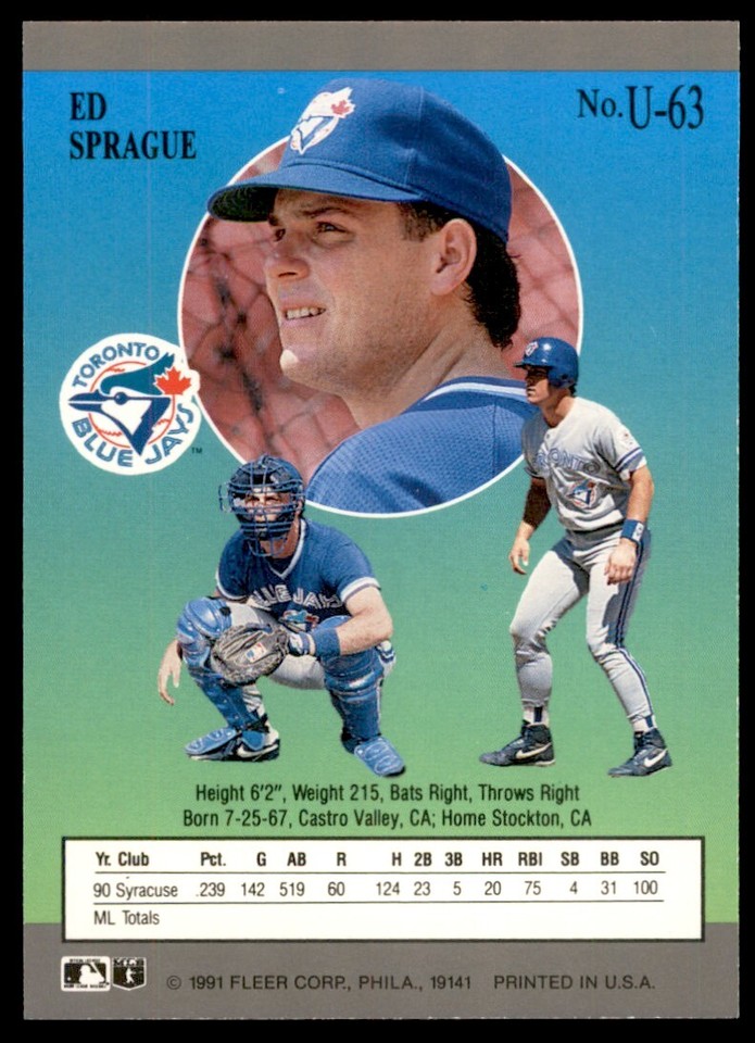 1991 Fleer Ultra Update Ed Sprague Baseball Cards #U-63 | eBay